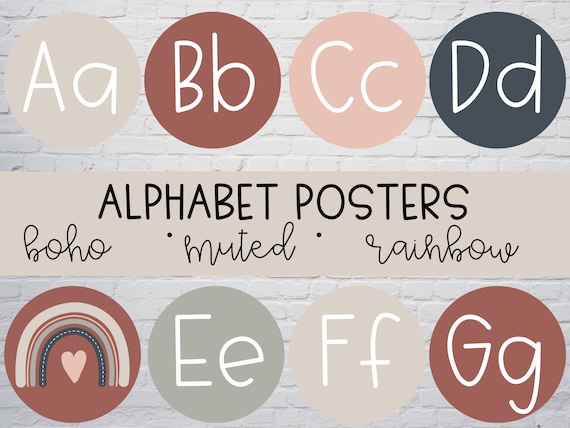 Boho Rainbow Alphabet Posters Classroom Decor Printable Wall | Etsy