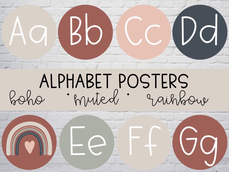 Boho Rainbow Alphabet Posters Classroom Decor Printable Wall | Etsy