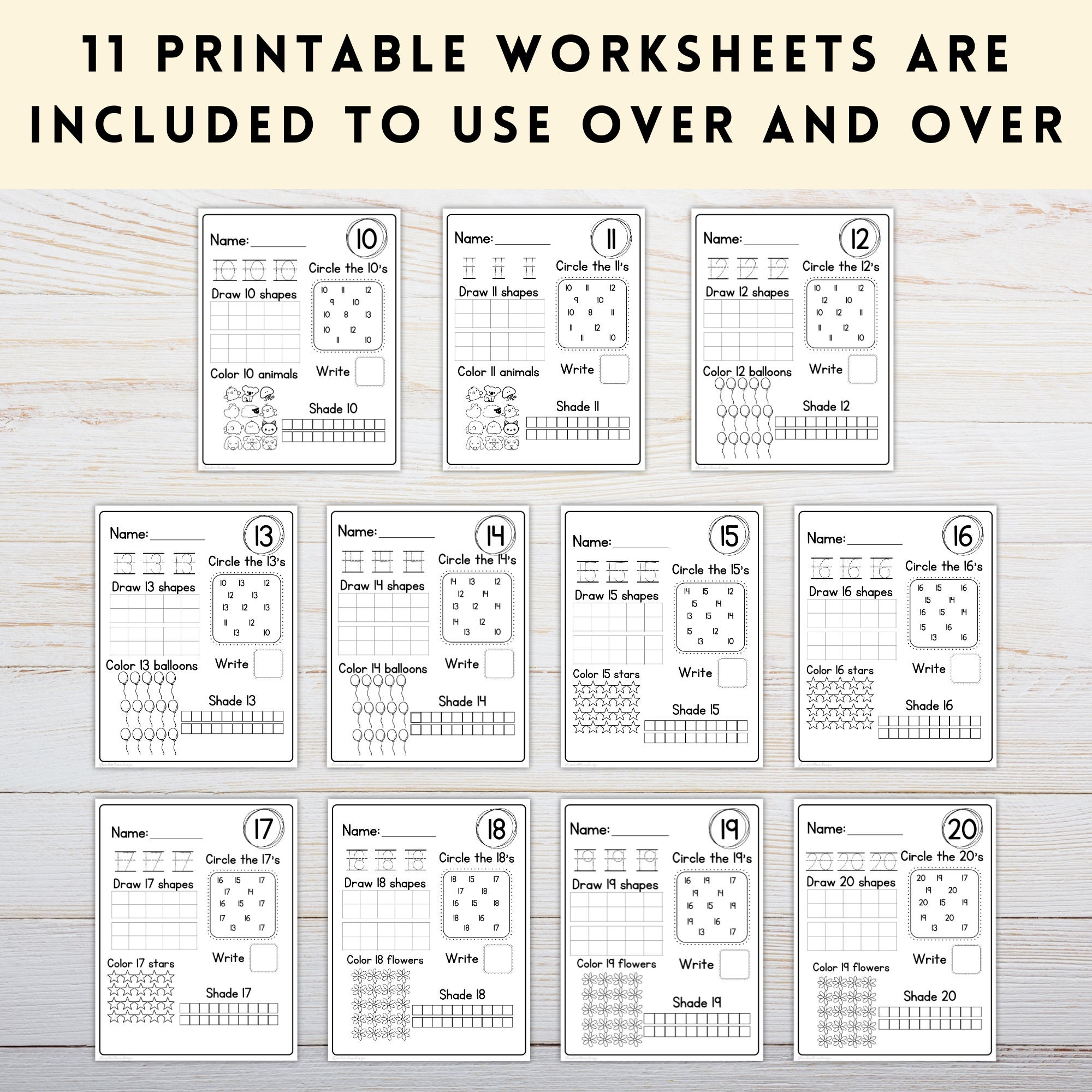 Teen Number Worksheets 10-20, Printable Teen Numbers Worksheets ...