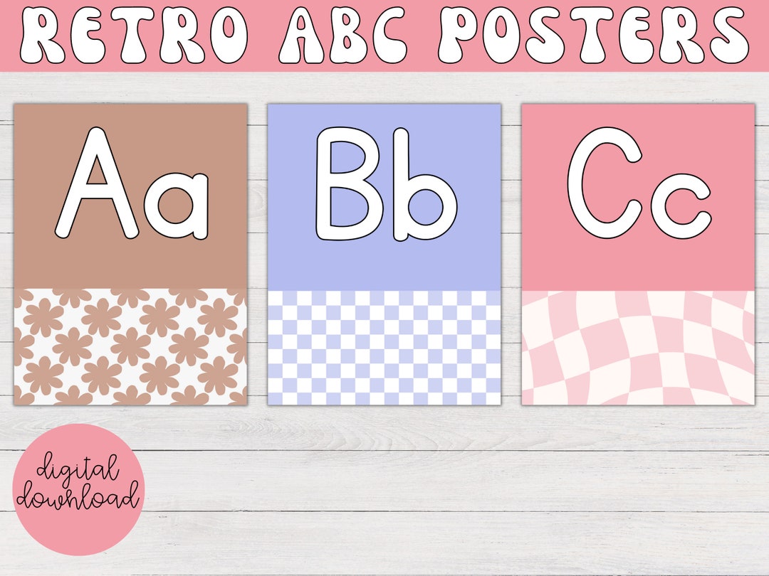 Retro Alphabet Posters | Retro Classroom Decor, Groovy Alphabet Posters ...