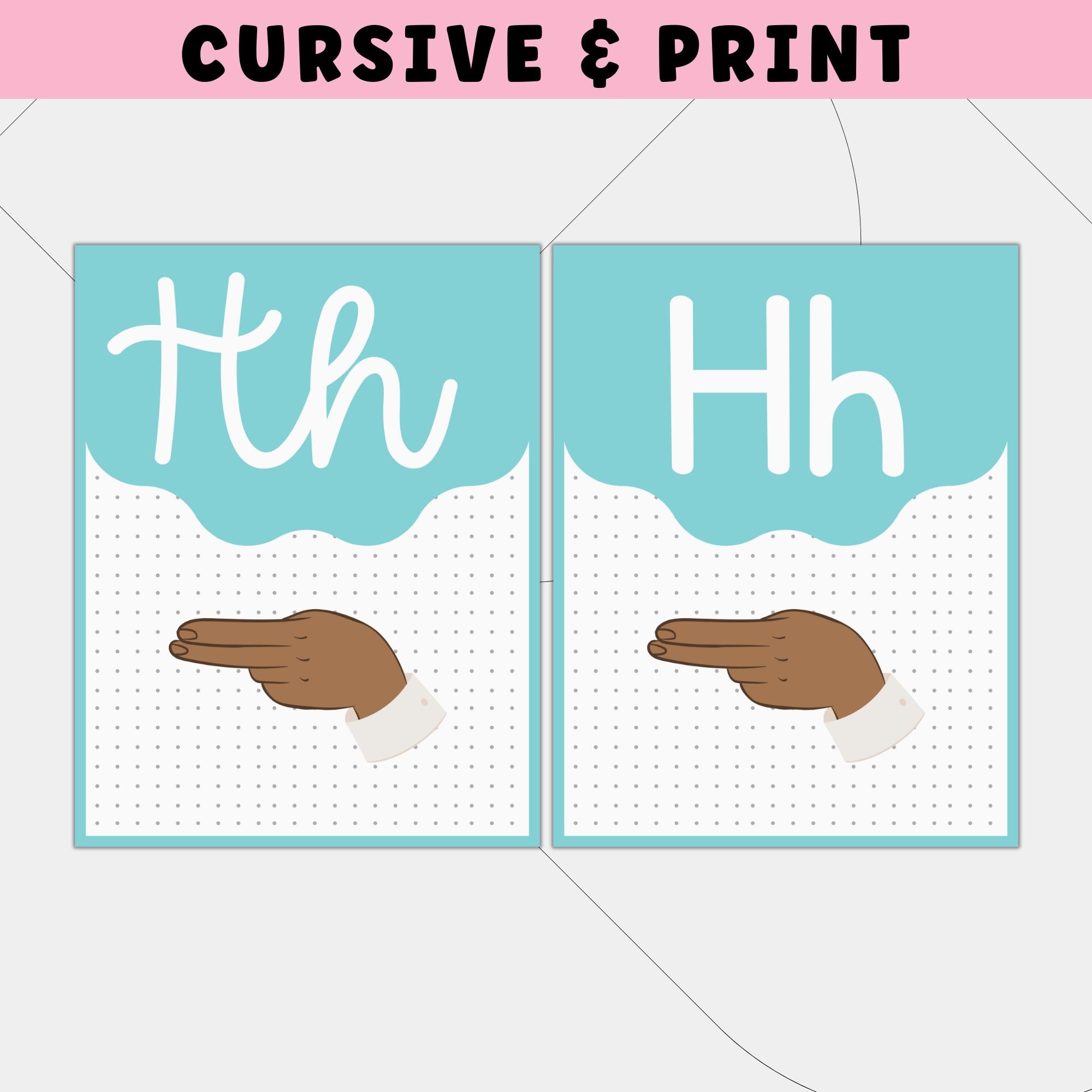 Printable Pastel Rainbow ASL Alphabet Posters, Cursive and Print ABC ...