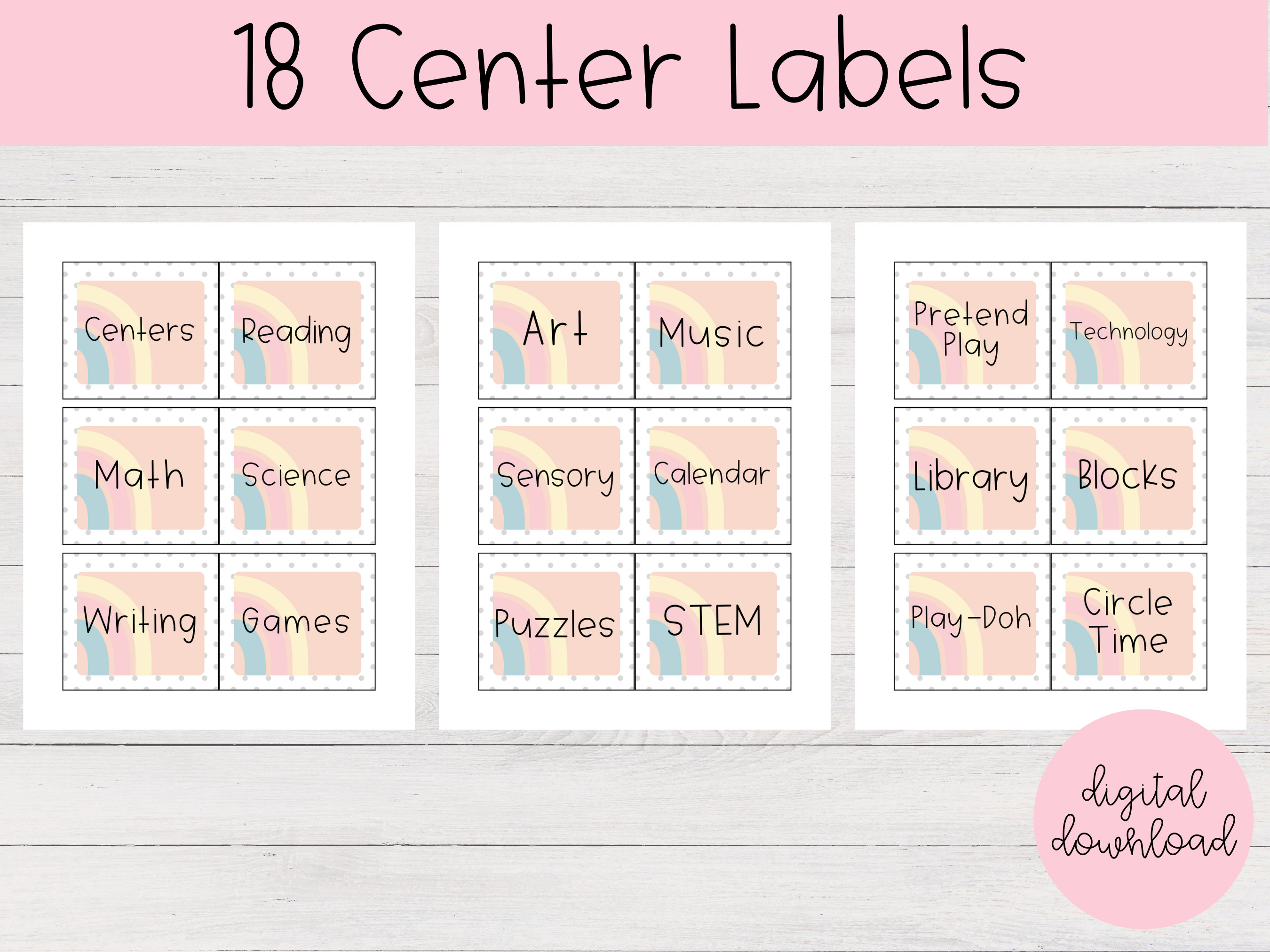 Center Signs Pastel Rainbow Center Signs, Printable Center Posters ...