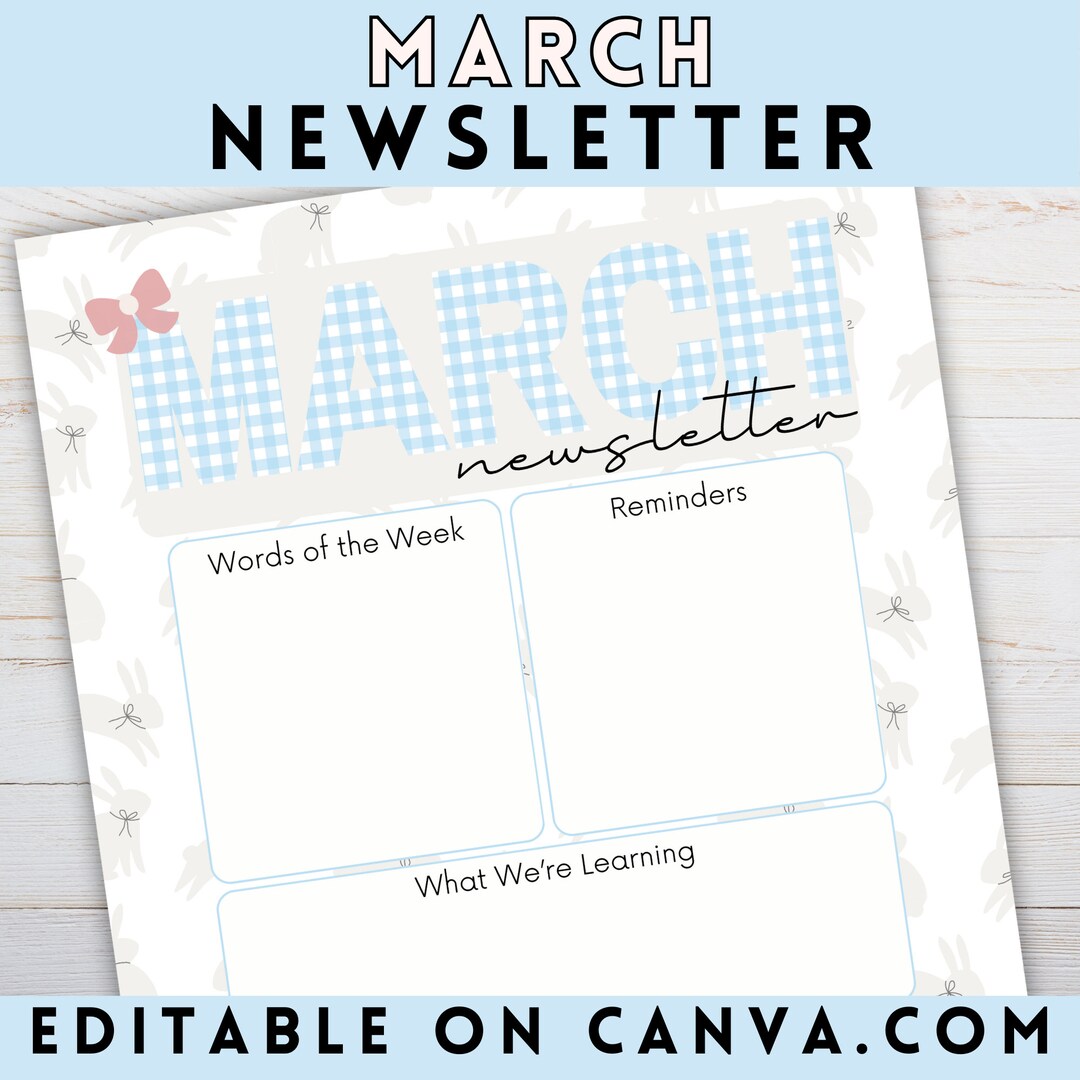 March Classroom Newsletter | Easter Newsletter, Editable Teacher ...