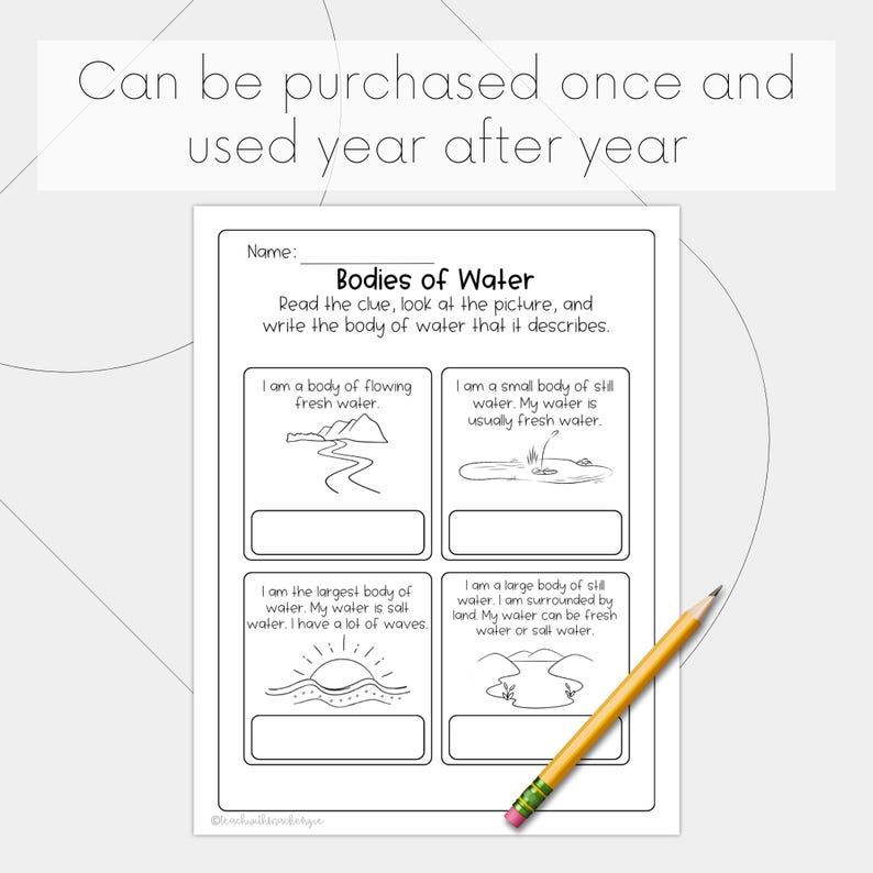 Bodies of Water Worksheets for First Grade | Printable Bodies of Water ...