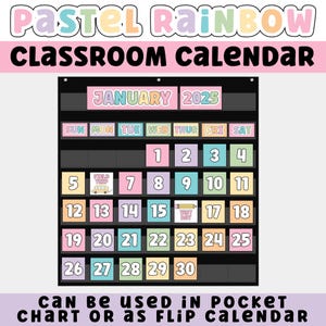 Printable Classroom Calendar for Pocket Chart or Flip Calendar | Pastel ...