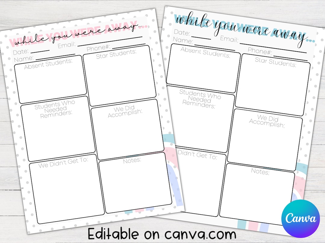 Note From the Substitute Teacher Template | Editable, Substitute ...