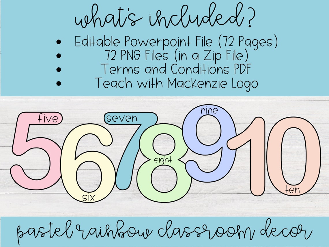 Pastel Rainbow Number Posters 0-10 Printable Editable - Etsy