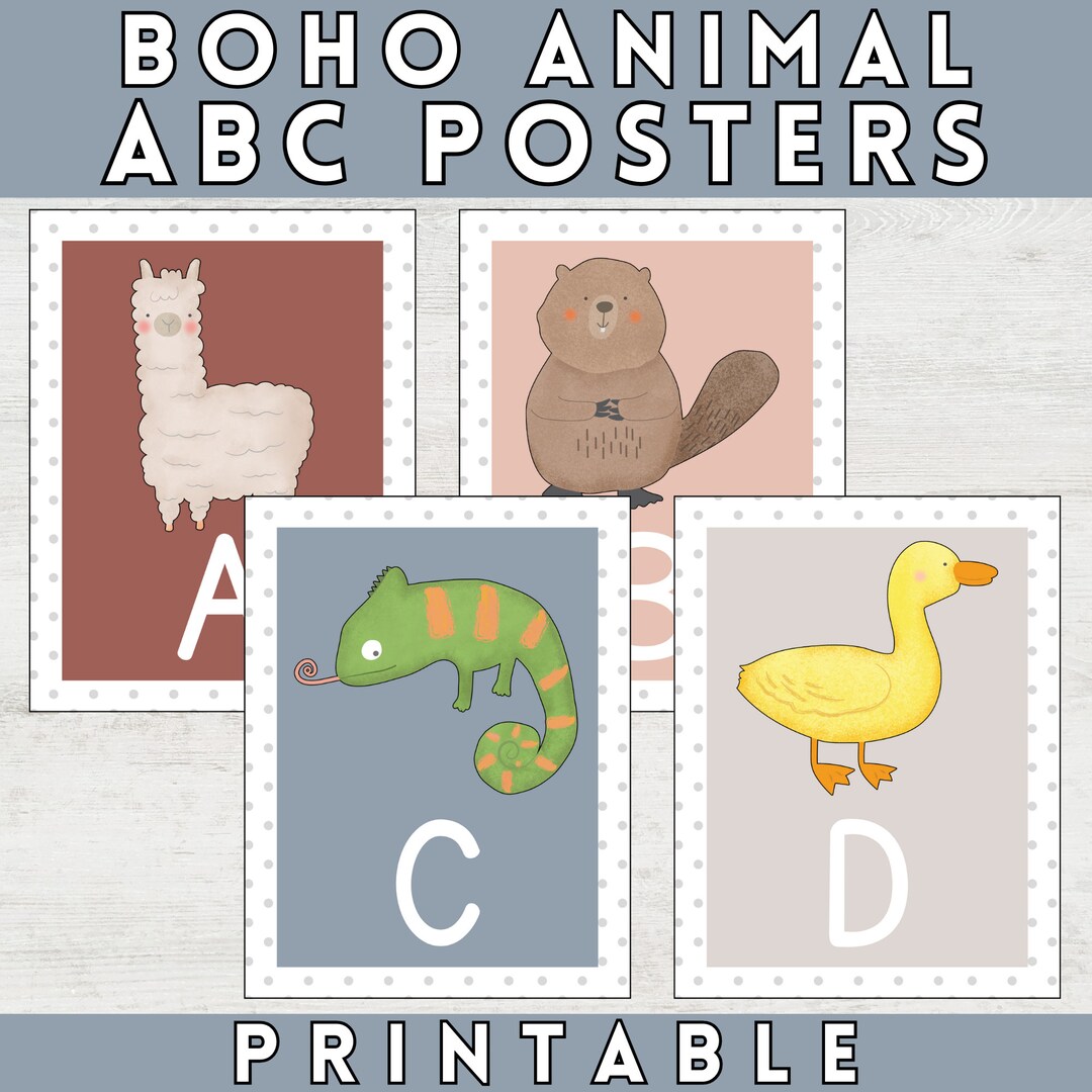 Boho Rainbow Animal Alphabet Posters for Boho Classroom Decor ...