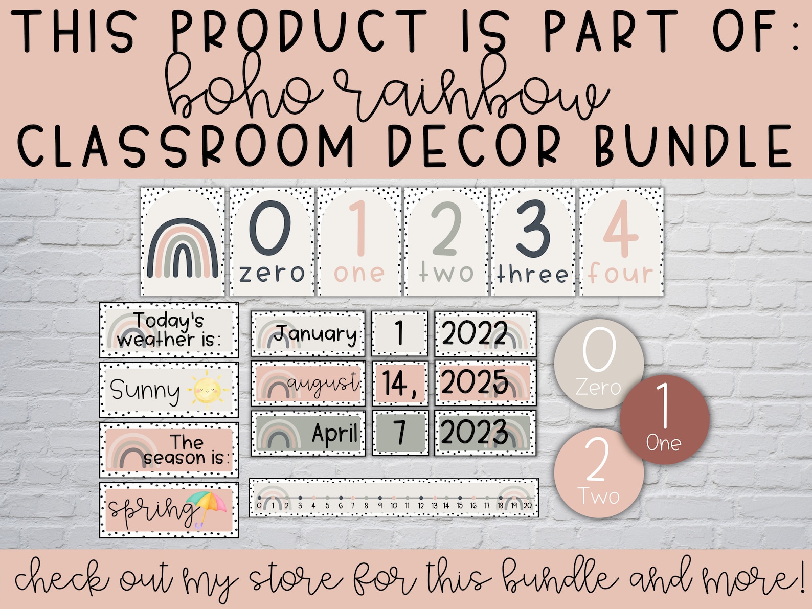 Boho Rainbow Number Posters Classroom Decor Classroom - Etsy