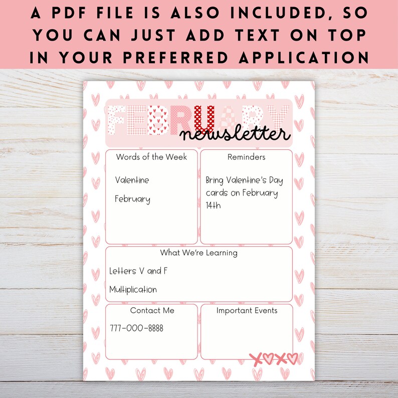 February Classroom Newsletter | Valentines Day Newsletter, Editable ...