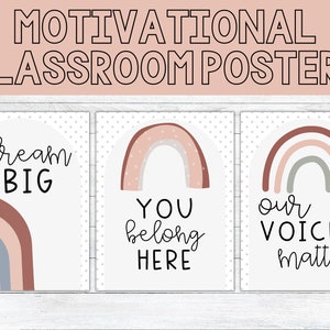 Boho Rainbow Motivational Posters | Classroom Decor, Classroom Posters ...