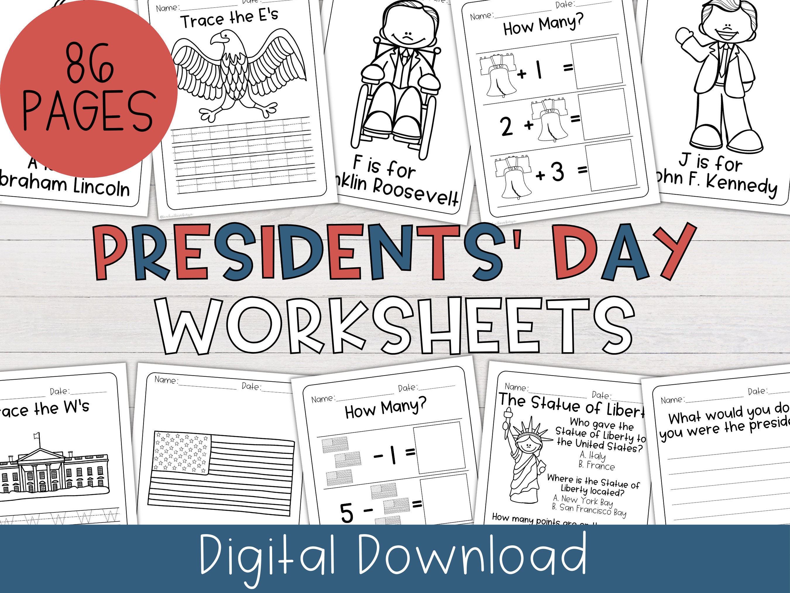 Presidents' Day Worksheets | Kindergarten Worksheets, Homeschool ...