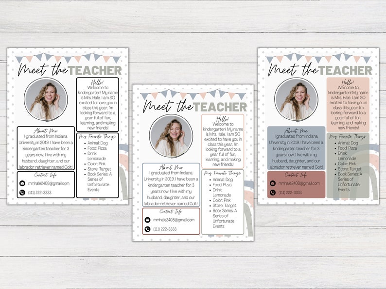 Editable Meet the Teacher Template Boho Rainbow Back to - Etsy