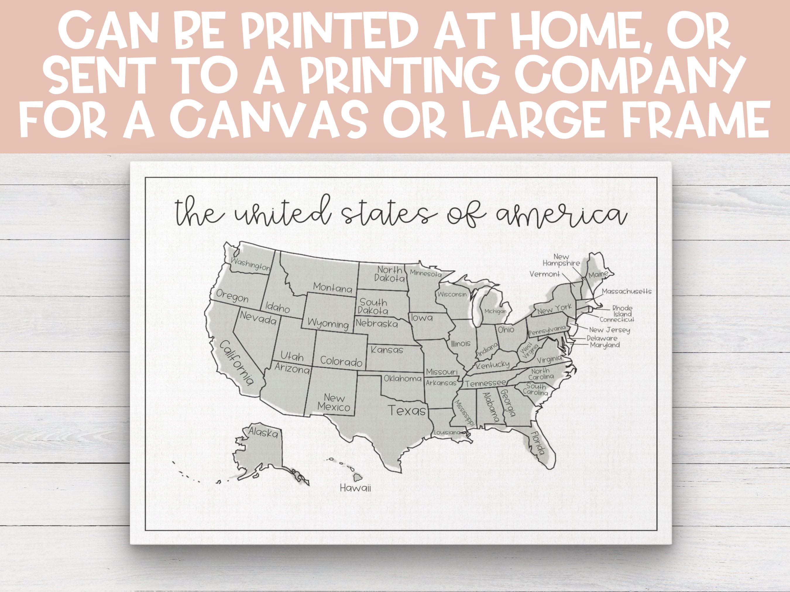 United States of America Map | Boho Rainbow, Printable Map, United ...