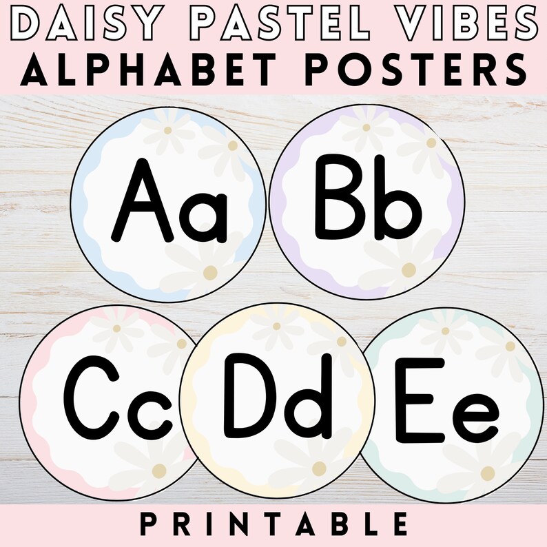 Daisy Pastel Alphabet Posters Pastel Classroom Decor, Retro Classroom ...