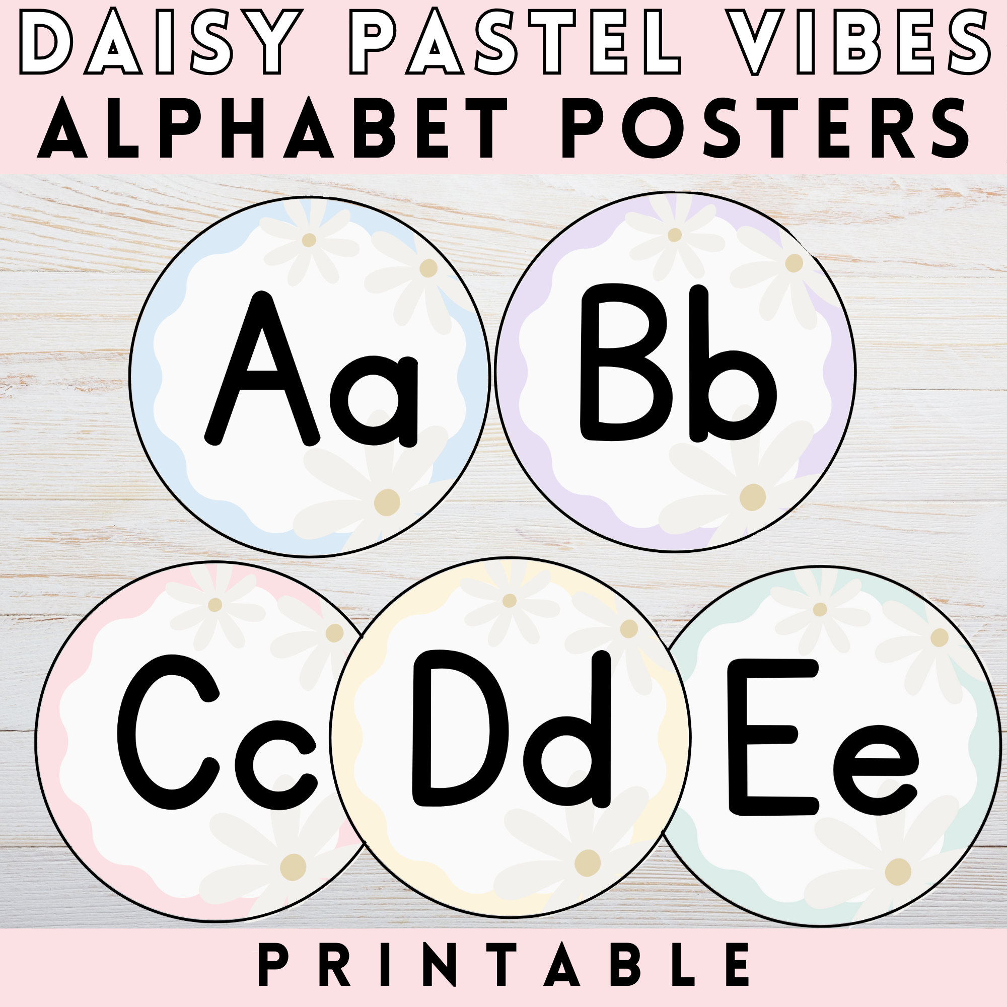 Daisy Pastel Alphabet Posters Pastel Classroom Decor, Retro Classroom ...