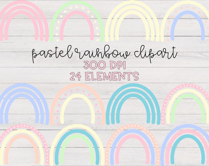 10 Pastel Rainbow Watercolor Clip Art, Soft Rainbow Clip Art Set ...