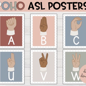 American Sign Language ABC Posters | ASL Posters, Boho Rainbow ASL ...