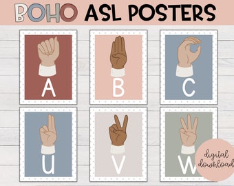 ASL Alphabet Posters American Sign Language Display PRINTABLE Class ...