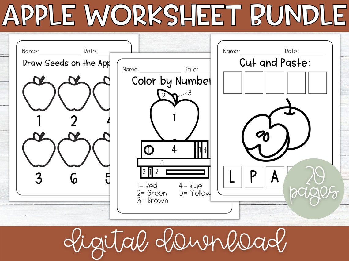 Apple Worksheets | Homeschool, Worksheet Bundle, Preschool Worksheets ...