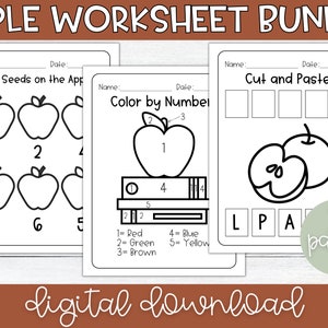 Apple Worksheets | Homeschool, Worksheet Bundle, Preschool Worksheets ...