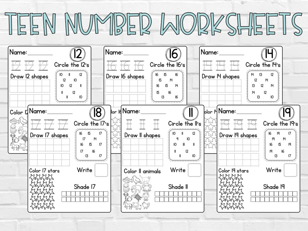 Teen Number Worksheets 10-20 Printable, Worksheets, Teacher, Worksheets ...