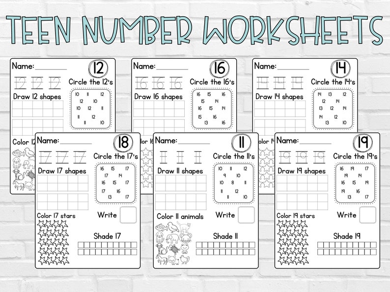 Teen Number Worksheets 10-20 Printable, Worksheets, Teacher, Worksheets ...