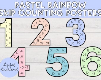 Pastel Rainbow Skip Counting Posters Pastel Classroom Decor - Etsy