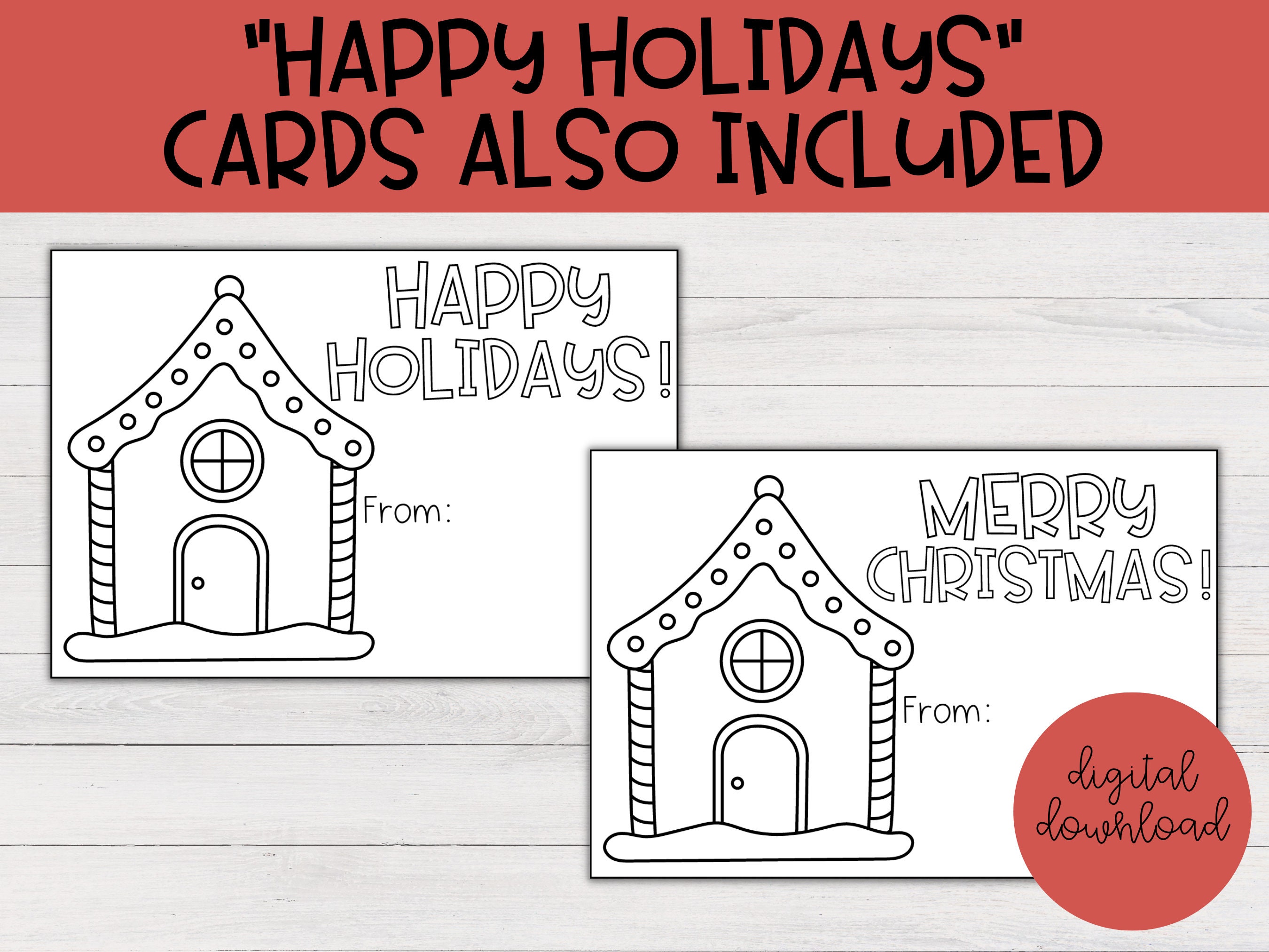Coloring Christmas Cards Printable Christmas Cards to Color, Colouring ...