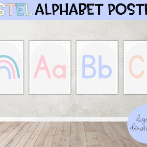 Pastel Rainbow Alphabet Posters | Printable Wall Art, Nursery Wall Art ...
