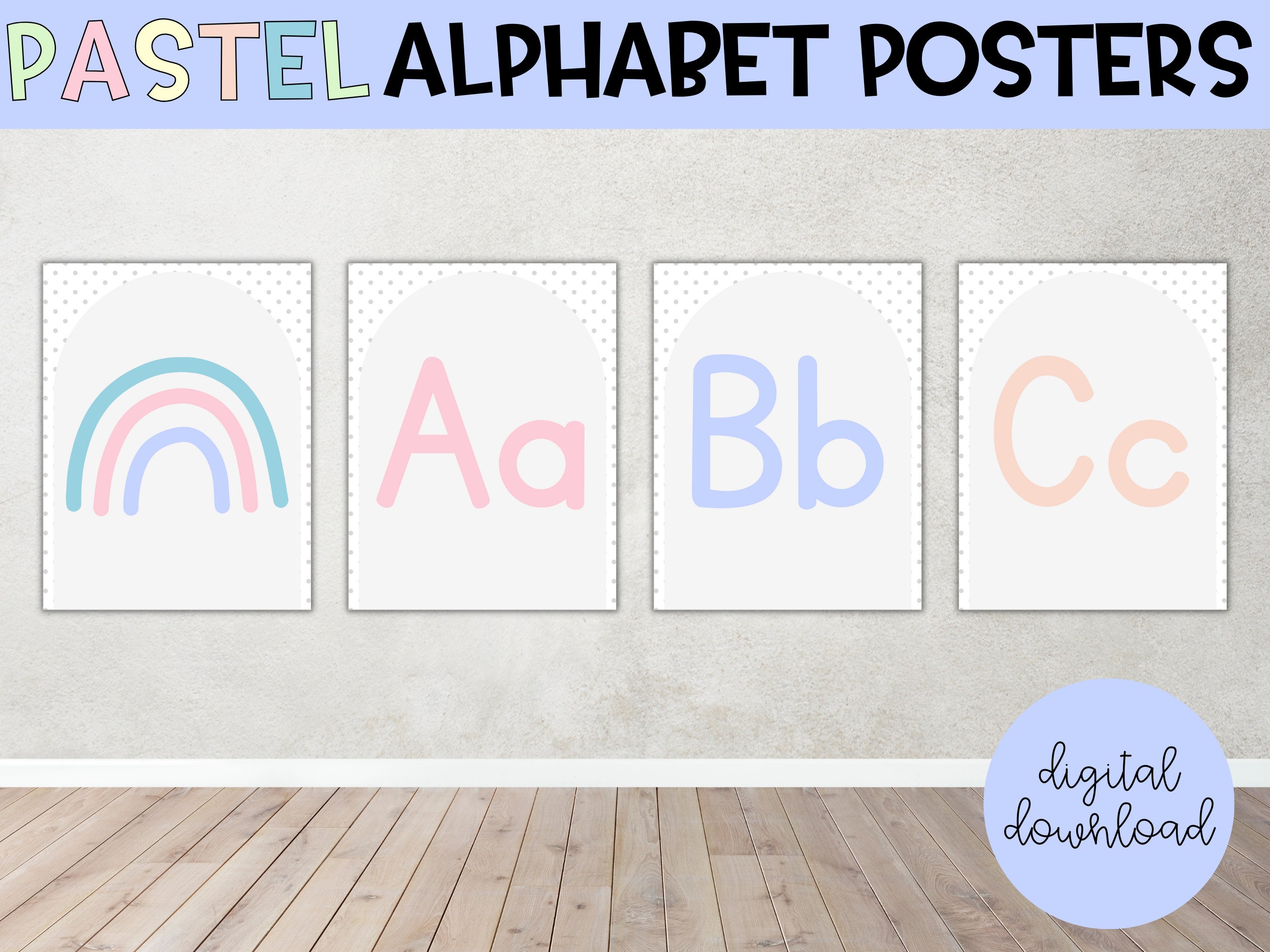 Pastel Rainbow Alphabet Posters Printable Wall Art Nursery - Etsy