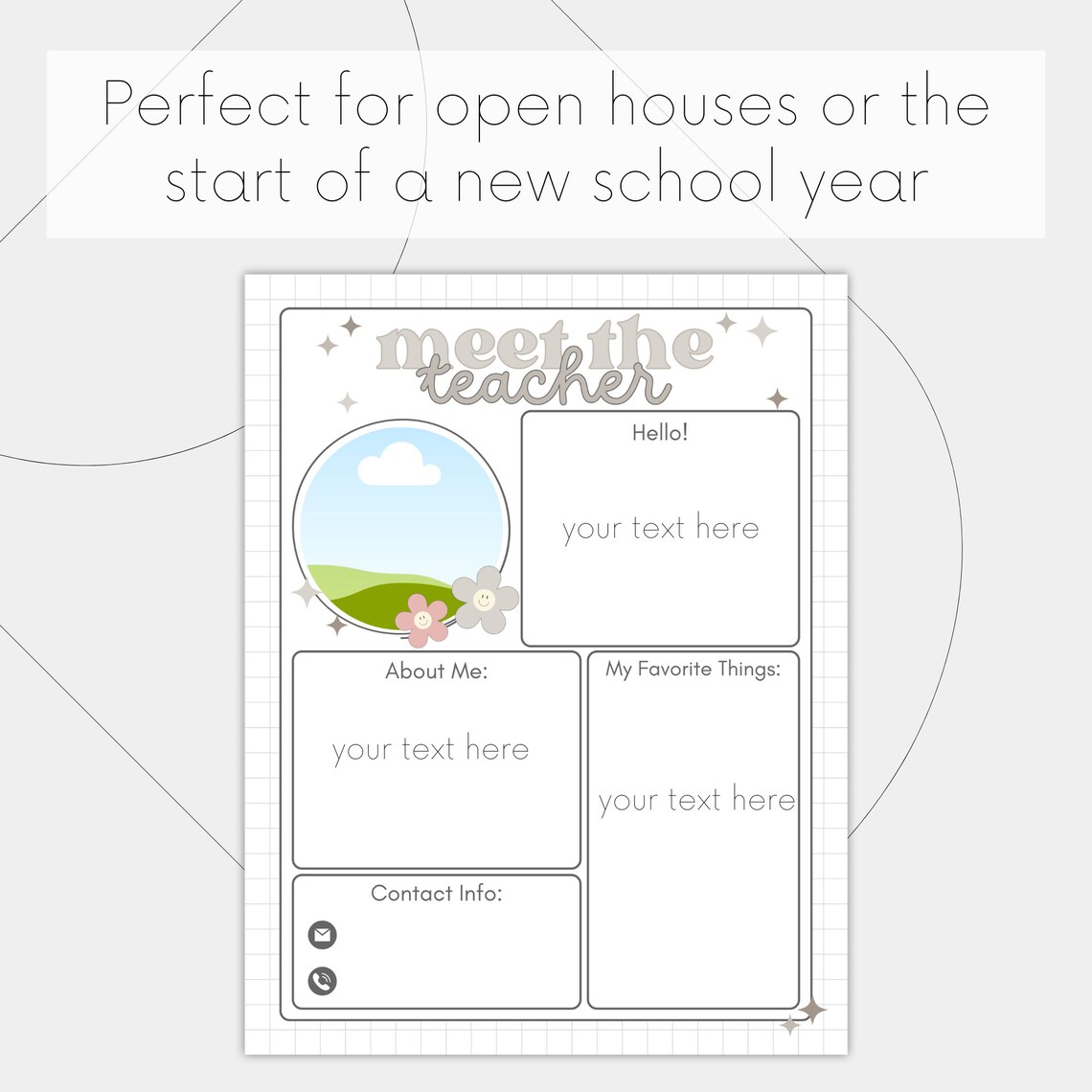 Editable Meet the Teacher Template, Neutral Retro Back to School ...