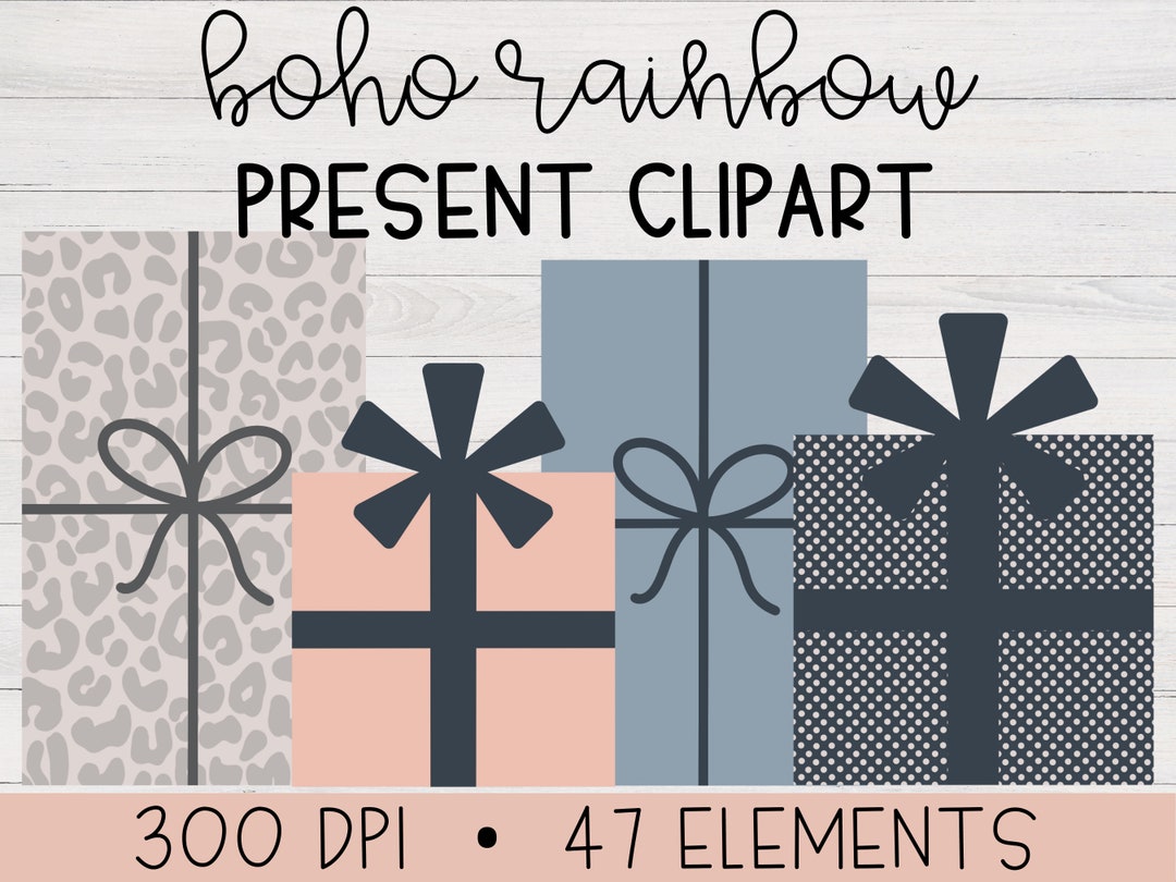 Boho Christmas Gift Clipart | Boho Christmas Present Clipart, Boho ...