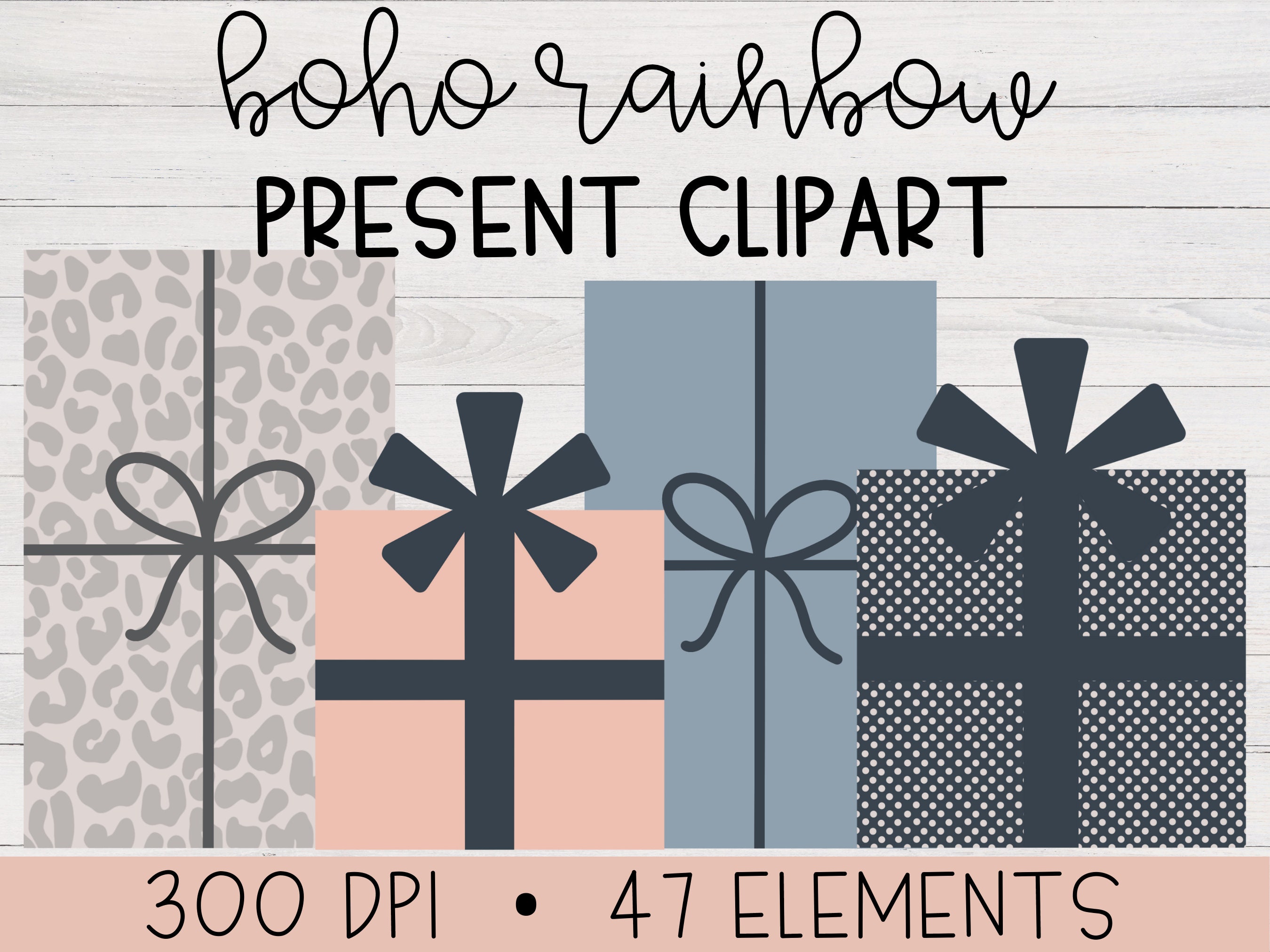 Boho Christmas Gift Clipart Boho Christmas Present Clipart - Etsy