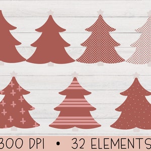 Boho Christmas Tree Clipart Boho Rainbow Christmas Clipart - Etsy