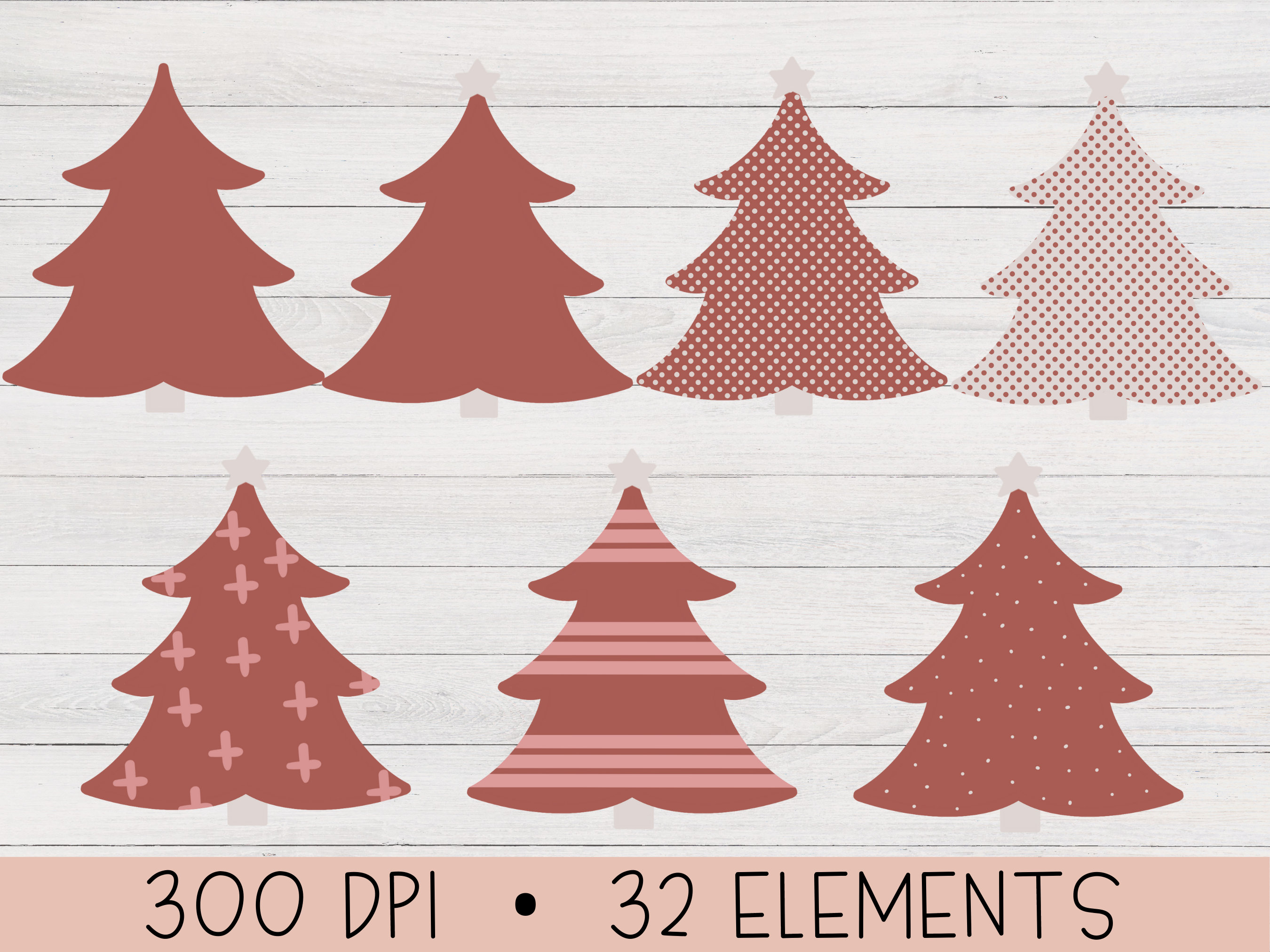 Boho Christmas Tree Clipart Boho Rainbow Christmas Clipart - Etsy