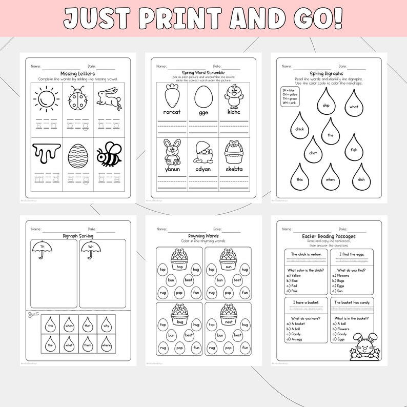 April Literacy Worksheets Kindergarten | Easter Activities, Spring ...