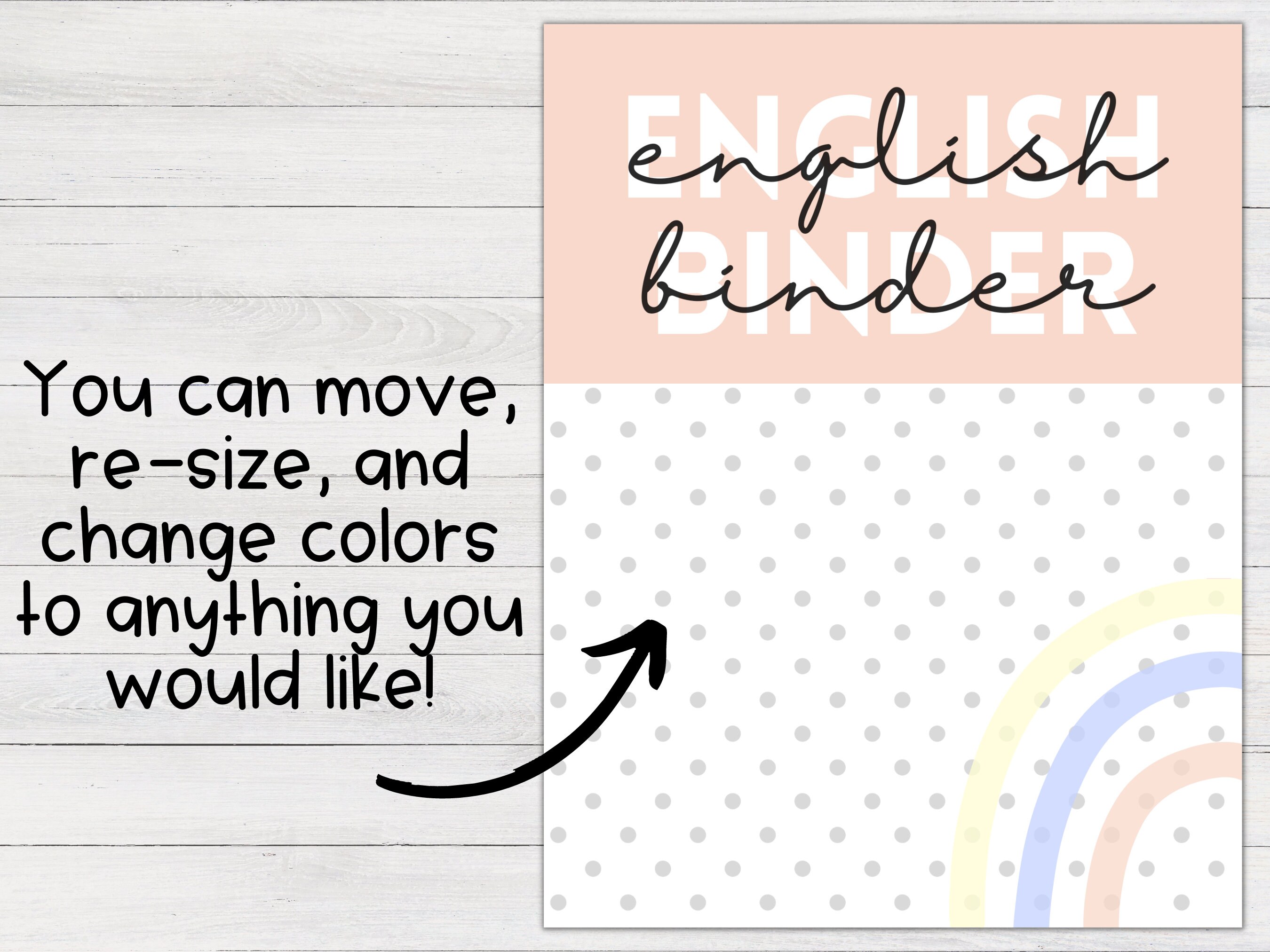 Editable Binder Covers Pastel Rainbow Printable Binder - Etsy