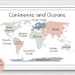 World Map Continents and Oceans Map Boho Rainbow, Printable World Map ...