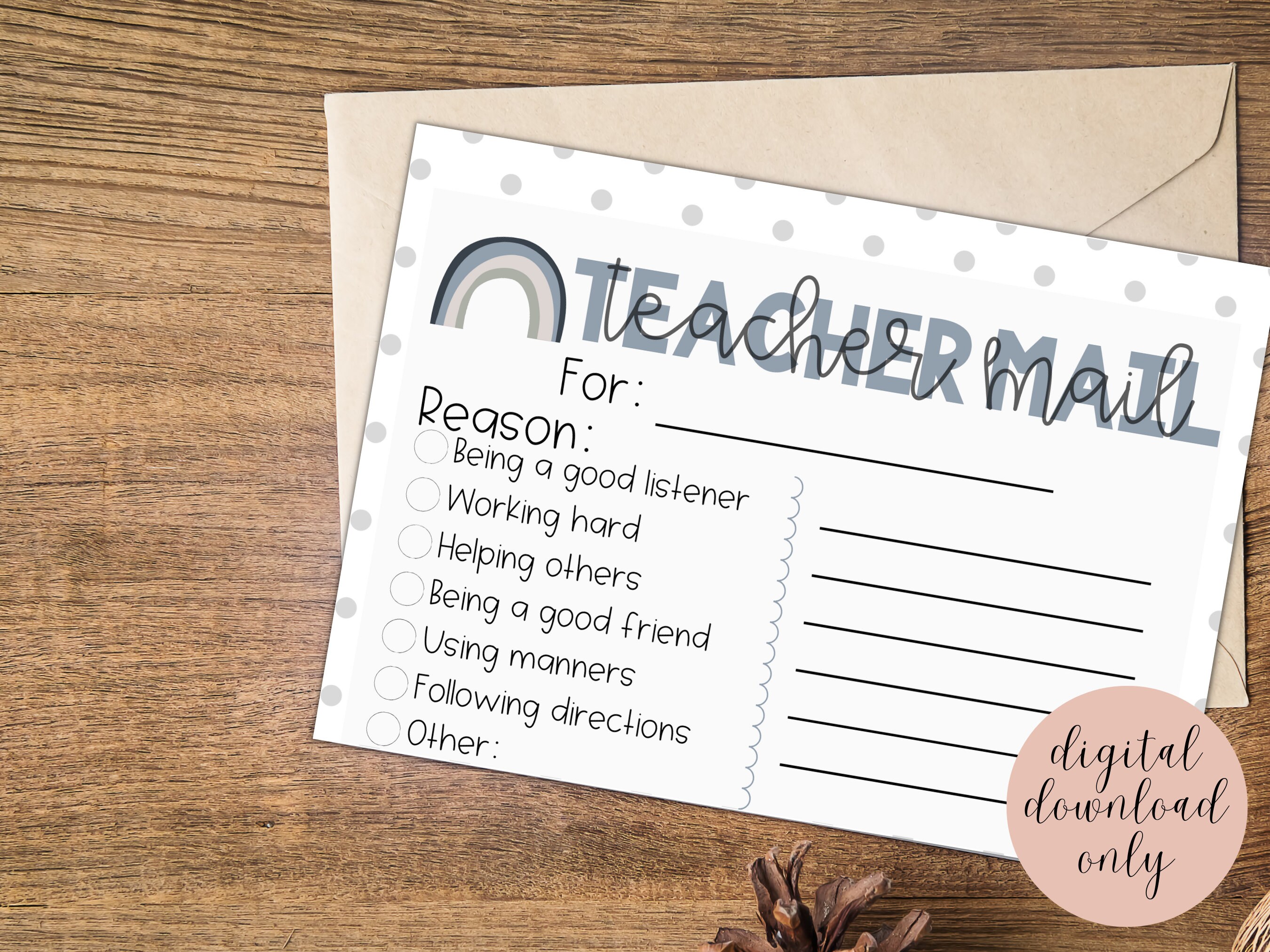 Printable Teacher Mail | Boho Rainbow, Back to School, Teacher ...