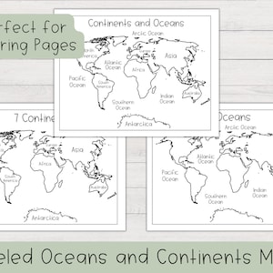 World Map Worksheet and Coloring Page Bundle | Printable World Maps ...