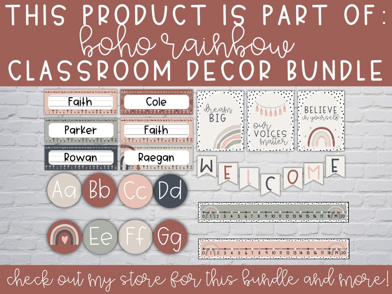 Boho Rainbow Number Posters Classroom Decor Classroom - Etsy