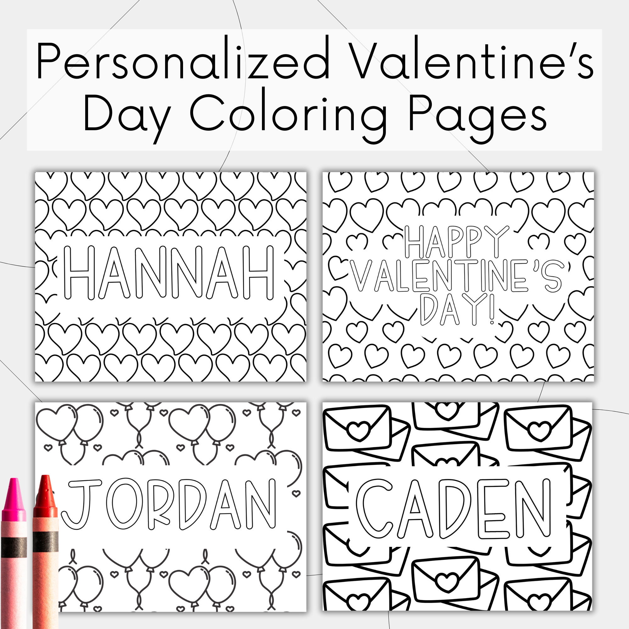 Personalized Valentine's Day Coloring Page | Custom Name Coloring Page ...