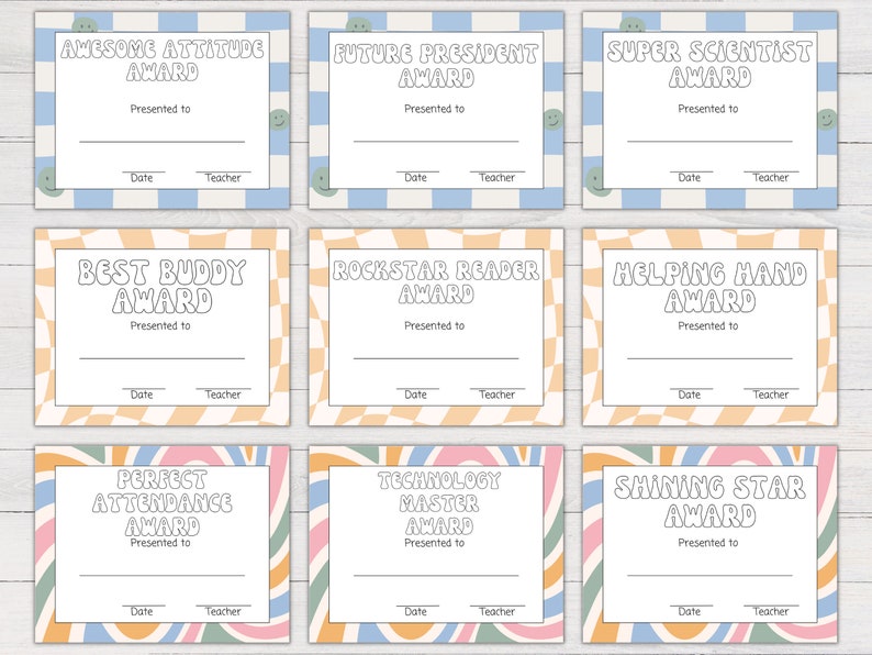 Retro End of the Year Awards Classroom Awards Retro - Etsy