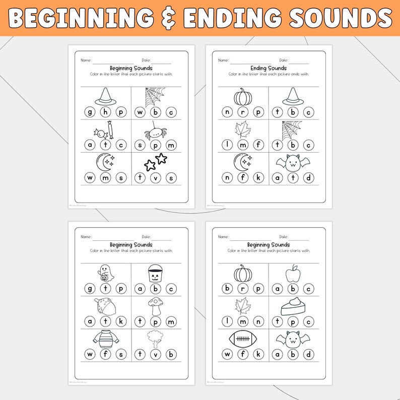 Fall No Prep Literacy Worksheet Bundle for Kindergarten | Homeschool ...