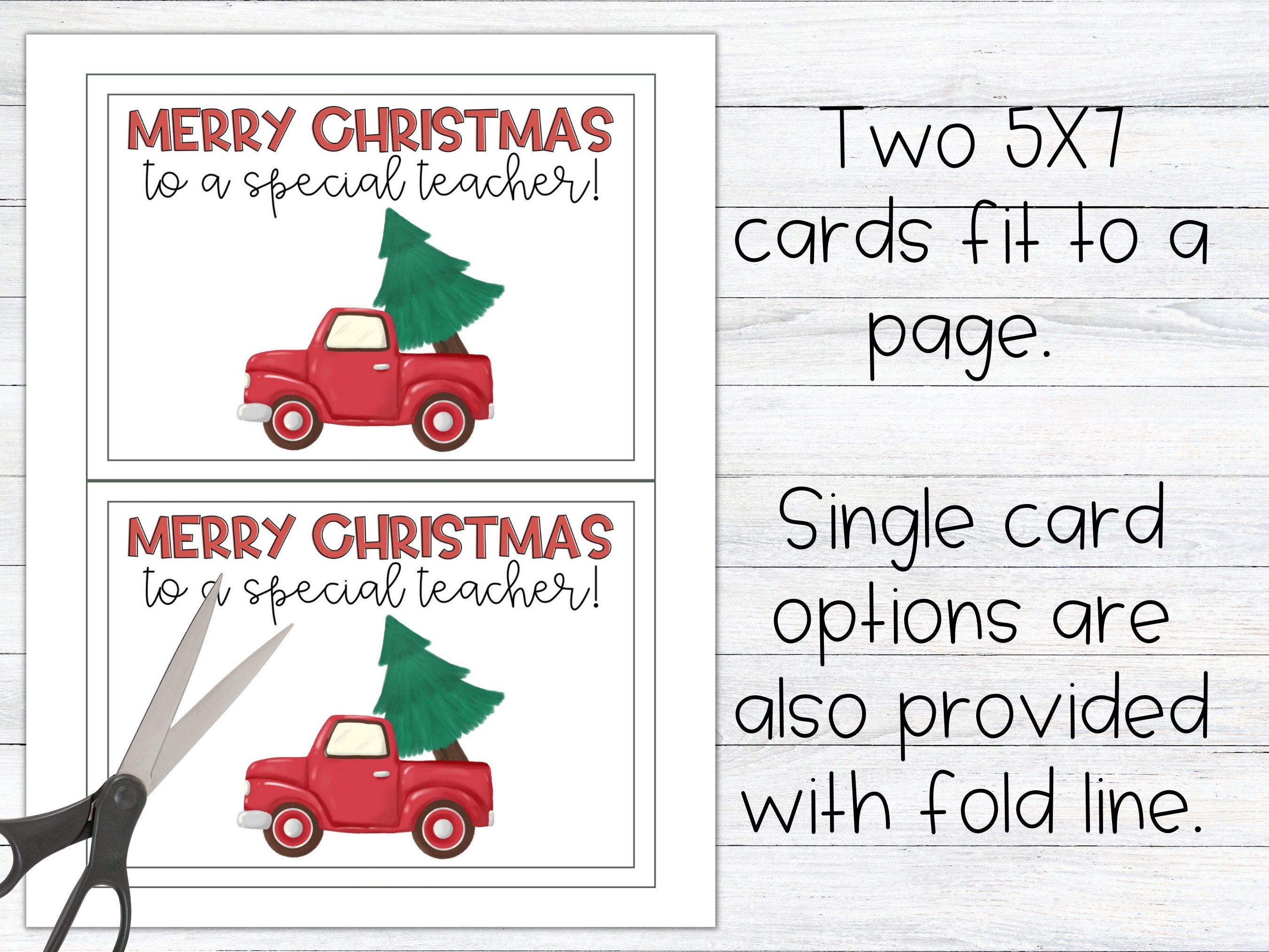 Printable Christmas Cards for Teacher Teacher Gift - Etsy
