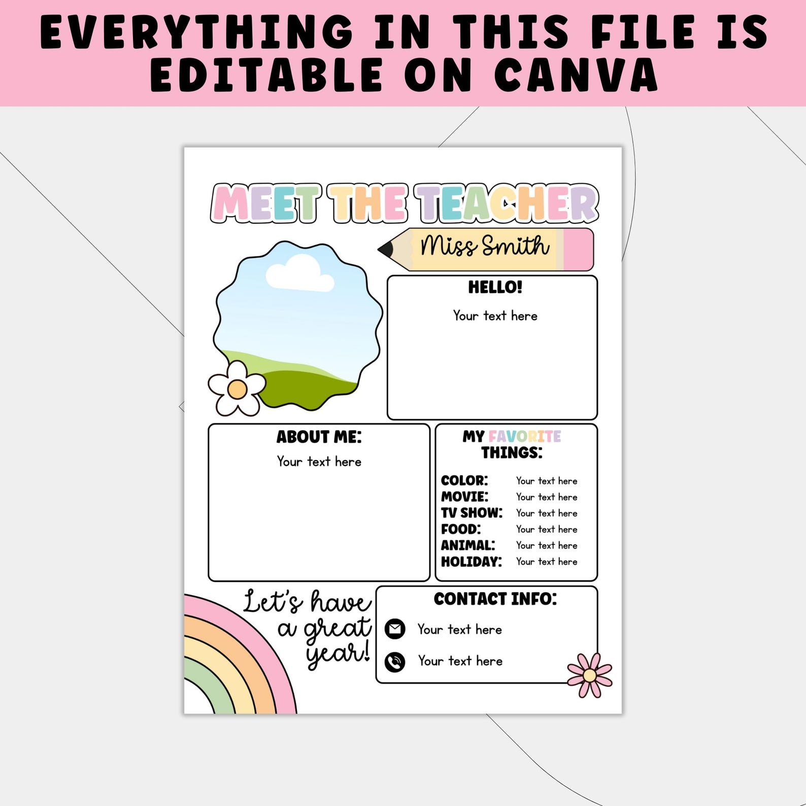 Meet the Teacher Template, Pastel Rainbow Meet Your Teacher Template ...