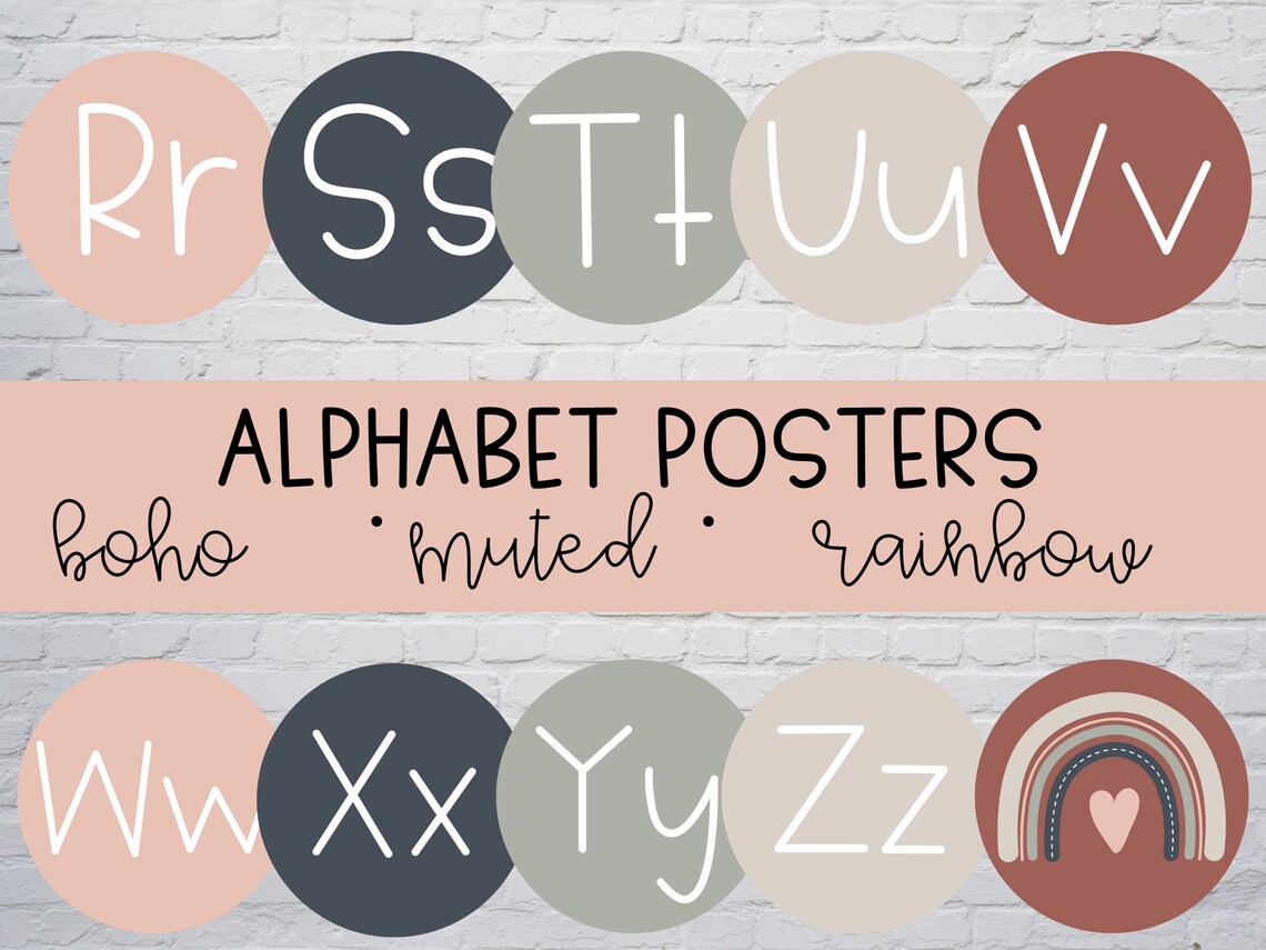 Boho Rainbow Alphabet Posters Classroom Decor Printable Wall | Etsy