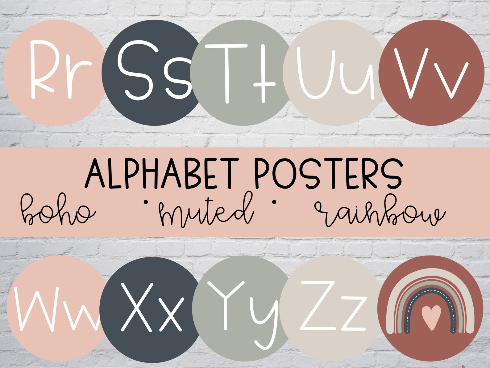 Boho Rainbow Alphabet Posters Classroom Decor Printable Wall | Etsy
