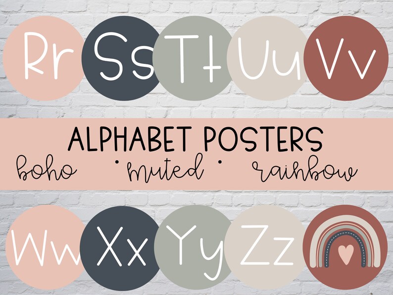 Boho Rainbow Alphabet Posters Classroom Decor Printable Wall | Etsy